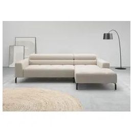 Ecksofa Home Affaire "Ecksofa Claya, L-Form, Kopfteilverstellung, Breite 258 cm", taupe, B:258cm H:71cm T:179cm, 100% Polyester, Sofas, Moderne Steppung, weicher Polsteraufbau & saugroboterfreundliche Höhe