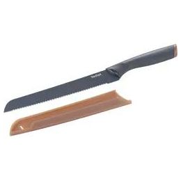 Brotmesser Tefal "Fresh Kitchen", grau, braun, Klingenlänge 20cm, Edelstahl, Kunststoff, Kochmesser, 20 cm, Klingen aus rostfreiem Stahl, Titan-Versiegelung, Klingenschutz
