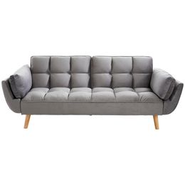 Mid.you Schlafsofa, Grau, Textil, Kautschukholz, 3-Sitzer, F&uuml;llung: Schaumstoff, 212x92x81 cm, Liegefunktion, Wohnzimmer, Sofas & Couches, Schlafsofas, Klappsofas