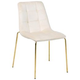 Mid.you Stuhl, Beige, Holz, Metall, Textil, Pappel, Sperrholz, Rundrohr, 57x83x60 cm, stapelbar, Esszimmer, St&uuml;hle, Esszimmerst&uuml;hle, Vierfu&szlig;st&uuml;hle