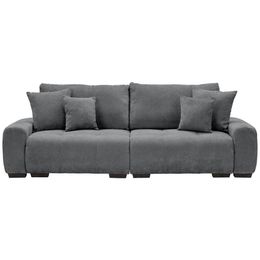 CARRYHOME Bigsofa, Dunkelgrau, Textil, 3-Sitzer, F&uuml;llung: Hohlfaser, Schaumstoffflocken, 250x100x90 cm, R&uuml;cken echt, Wohnzimmer, Sofas & Couches, Sofas, Bigsofas