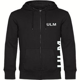 multifanshop Kapuzen Sweatshirt Jacke - Ulm - Brust & Seite - Druck wei&szlig; - Sweat