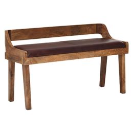 KADIMA DESIGN Echtleder Sitzbank, 108 cm, R&uuml;ckenlehne, Massivholzbeine, bis zu 2 Personen.