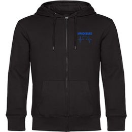 multifanshop Kapuzen Sweatshirt Jacke - Magdeburg - Herzschlag - Druck blau - Jacke