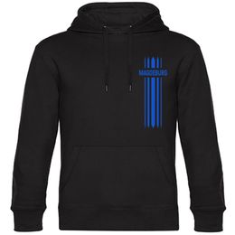 multifanshop Kapuzen Sweatshirt - Magdeburg - Streifen - Druck blau - Hoodie