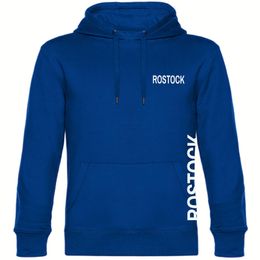multifanshop Kapuzen Sweatshirt - Rostock - Brust & Seite - Druck wei&szlig; - Hoodie