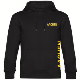 multifanshop Kapuzen Sweatshirt - Aachen - Brust & Seite - Druck gelb - Hoodie