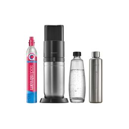 SodaStream DUO Wassersprudler titan, Bundle (1x Glasfl. 1L + 1x Metal 0,8L, DWS, 1x QC)