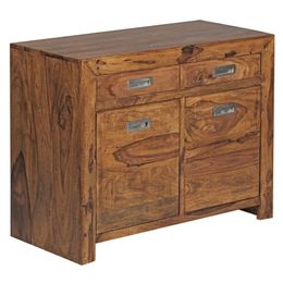KADIMA DESIGN Massivholz Sideboard aus Sheesham, 90 cm, mit 2 T&uuml;ren und Schubladen, viel Stauraum, ideal f&uuml;r Flur oder Wohnzimmer, handgefertigt