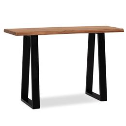 Schreibtisch Massivholz Industriell 118x41 cm Akazie Live-Edge Goldbraun-Schwarz Schmal & Platzsparend Weser Kollektion KADIMA DESIGN
