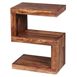 KADIMA DESIGN Beistelltisch "S" Cube NAKO: Sheesham-Holz, S-Form, 44x30 cm, 60 cm H&ouml;he, handgefertigt.