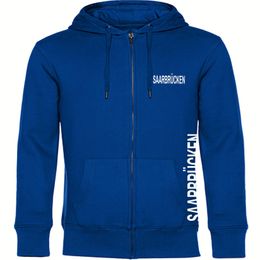 multifanshop Kapuzen Sweatshirt Jacke - Saarbr&uuml;cken - Brust & Seite - Druck wei&szlig; - Sweat