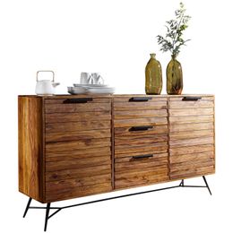 KADIMA DESIGN Sideboard FORMIO, Sheesham Massivholz, 160x40x88 cm, Industrial-Look