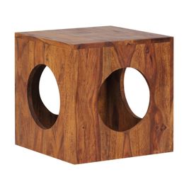 KADIMA DESIGN Quadratischer Beistelltisch aus Sheesham-Holz mit Cube-Design, vielseitige Platzierung, Stauraumm&ouml;glichkeiten, handgefertigt