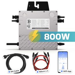 BENY Mikro-Wechselrichter 800 W BYM800 f&uuml;r Balkonkraftwerk, IP67 wetterfest, Plug-&-Play Installation, 2 MPPT, WIFI, inkl. 5 m Anschlusskabel & 4x 1 m Solar-Verl&auml;ngerungen, Micro Inverter