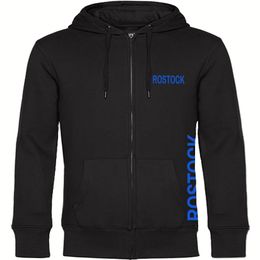 multifanshop Kapuzen Sweatshirt Jacke - Rostock - Brust & Seite - Druck blau - Sweat