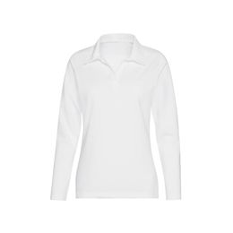 Poloshirt TRIGEMA "TRIGEMA Langarm Poloshirt ohne Knopfleiste", Damen, Gr. M, weiß, 100% Baumwolle, Basic, Shirts