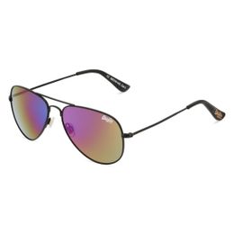 Superdry HERITAGE | Unisex-Sonnenbrille | Fassung: Vollrand, Pilot, Metall, Schwarz | Glasfarbe: Grau