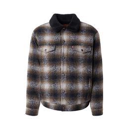 Levi's Levi's Jacke 'Relaxed Fit Plaid Sherpa Trucker Jacket' Herren Gr&ouml;&szlig;e XXL dunkelbraun / schwarz / wei&szlig;
