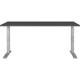 Schreibtisch Germania "Downey", grau (graphit, silber, silber, graphit), B:160cm H:91cm T:80cm, Tische, höhenverstellbar von 68-91 cm, verfügbar in verschiedenen Breiten