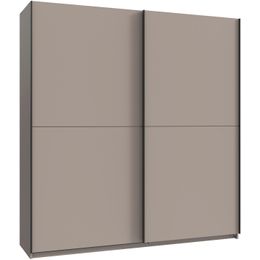 Kleiderschrank wimex "Mugano, B/T/H 135 oder 180/65/198cm, Made in Germany", schwarz (saharagrau, griffe schwarz), B:180cm H:198cm T:65cm, Holzwerkstoff, Schränke, 2 Schwebetüren mit oder ohne Spiegel, Metallgriffe