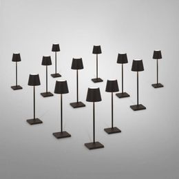 Zafferano Poldina 12er Set Akku Tischleuchte, LED mit Ladestation, LD0490RP+LD0490D3#12,
