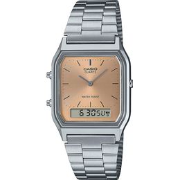 CASIO VINTAGE Damen Chronographedelstahlfarben, apricot, Armbanduhren, Quarzuhr, Armbanduhr, Damenuhr, Herrenuhr, Edelstahlarmband,Digitaluhr