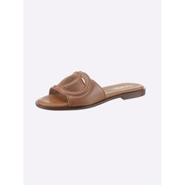 Heine Witt Damen Pantolette mit Cut-Out-Muster, cognac, Größe 39