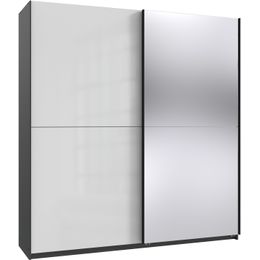 Kleiderschrank wimex "Mugano, B/T/H 135 oder 180/65/198cm, Made in Germany", front hg lack weiß, spiegel, korpus grafit, griffe schwarz, B:180cm H:198cm T:65cm, Holzwerkstoff, Schränke, 2 Schwebetüren mit oder ohne Spiegel, Metallgriffe