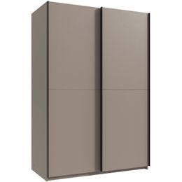 Kleiderschrank wimex "Mugano, B/T/H 135 oder 180/65/198cm, Made in Germany", schwarz (saharagrau, griffe schwarz), B:135cm H:198cm T:65cm, Holzwerkstoff, Schränke, 2 Schwebetüren mit oder ohne Spiegel, Metallgriffe