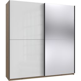 Kleiderschrank wimex "Mugano, B/T/H 135 oder 180/65/198cm, Made in Germany", front hg lack weiß, spiegel, korpus artisan, eiche nachbildung, griffe schwarz, B:180cm H:198cm T:65cm, Holzwerkstoff, Schränke, 2 Schwebetüren mit oder ohne Spiegel, Metallgriffe