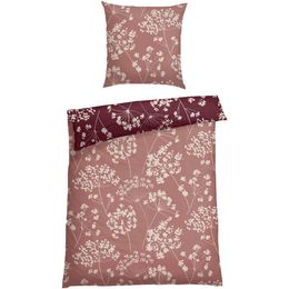 Wendebettwäsche Schiesser "Alyssa aus weicher Baumwolle mit feinen Blüten bedruckt", rosa (altrosa), B/L: 135cm x 200cm, 1 Stk., 1 Stk., Renforcé, B/L: 80cm x 80cm, 2 Stk., Renforcé, Obermaterial: 100% Baumwolle, Bettwäsche, Made in Green
