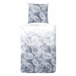 Bettwäsche Primera "Mai", blau (blau, weiß), B/L: 155cm x 220cm, 1 Stk., 1 Stk., Mako-Satin, B/L: 80cm x 80cm, 2 Stk., Mako-Satin, Obermaterial: 100% Baumwolle, Bettwäsche, im tollen Design
