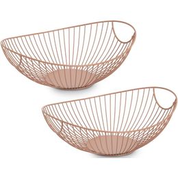 Aufbewahrungskorb zeller PRESENT "Metall, mocca, 2er Set", mocca, B:26cm H:11,5cm T:33cm, Metall, Aufbewahrungsboxen, Obstkorb, trendfarbe, zeitlos und dekorativ