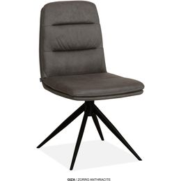 Esszimmerstuhl OMG DESIGN "Giza", anthrazit, schwarz, B:48cm H:88cm T:63cm, Polyester, Stühle, Drehstuhl mit auto-return, pflegeleichter Bezug