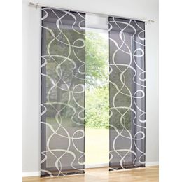 Schiebegardine HEINE HOME Gr. 1, grau (grau, weiß), B:60cm H:145cm, Polyester, Gardinen
