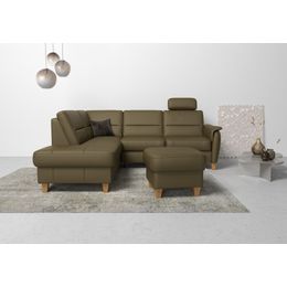 Ecksofa Home Affaire "Palmera L-Form, B: 236 cm", gr&uuml;n (olive), B:236cm H:89cm T:212cm, Luxus-Microfaser (100% Polyester);Struktur (100% Polyester);Luxus-Microfaser in Lederoptik (100% Polyester), Sofas, Ecksofa, optional Bettfunktion & Bettkasten, Federkern, Topseller