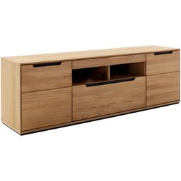 TV-Schrank MCA LIVING "Araya TV-Lowboard", braun (eichenfarben), B:192,5cm H:62cm T:45,5cm, Holzwerkstoff, Massivholz, Schränke, Schubkasten gedämpft