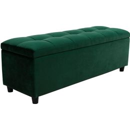 Bettbank Home Affaire "Abgesteppt", grün, B:120cm H:42,5cm T:40cm, Massivholz, Polyester, Sperrholz, Sitzbänke, Mit Stauraum, auch als Garderobenbank geeignet, Polsterbank