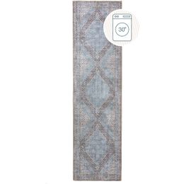 Teppich FLAIR RUGS "Corin", blau, B:60cm H:4mm L:230cm, Polyester, Teppiche, orientalischer Teppich, kurzflor, waschbar, Wohnzimmer, Schlafzimmer
