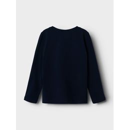 Langarmshirt name it "NMFVIBBI LS TOP NOOS", Mädchen, Gr. 116, blau (schwarz sapphire), Jersey, Obermaterial: 95% Baumwolle, 5% Elasthan, unifarben, normal hüftlang, Rundhals, Shirts