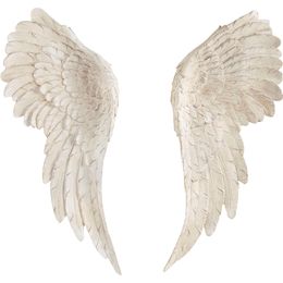 Wanddekoobjekt Home Affaire "Engelsflügel", beige (natur), B:20 H:55 T:7, Polyresin (Kunststein), Wanddekoobjekte
