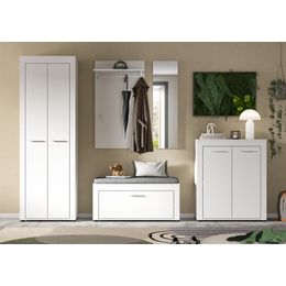 Garderoben-Set Inosign "Aosta", weiß, B:285cm H:191cm T:35cm, Kastenmöbel-Sets, Aosta, Höhe 191 cm, Garderobenset, Flur, Diele