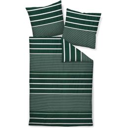 Bettwäsche Janine "J. D.87105 06", grün (jade waldgrün), B/L: 200cm x 220cm, 1 Stk., 2 Stk., Mako-Satin, B/L: 80cm x 80cm & 80cm x 80cm, Mako-Satin, Obermaterial: 100% Baumwolle, Bettwäsche, mit Reißverschluss