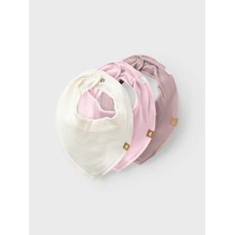 Dreieckstuch name it "NBNYVETTI 3P SCARF BIB NOOS", Baby, pink (parfait pink), Fleece, Baumwollmischung, unifarben, Modetücher, mit Druckknopf zum Verschließen