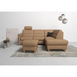 Ecksofa Home Affaire "Palmera L-Form, B: 236 cm", braun (cappuccino), B:236cm H:89cm T:212cm, Luxus-Microfaser (100% Polyester);Struktur (100% Polyester);Luxus-Microfaser in Lederoptik (100% Polyester), Sofas, Ecksofa, optional Bettfunktion & Bettkasten, Federkern