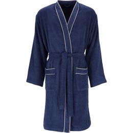 Herrenbademantel Vossen "Jack, ideal für Sauna & Spa, Hotelbademantel, Morgenmantel" Gr. XXL, blau (marine blau), L:120cm, Baumwolle, Hausmäntel