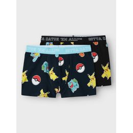 Boxershorts name it "NKMASGAR POKEMON 2P BOXER NOOS SKY", Kinder, Gr. 122 (128), schwarz, Jersey, Obermaterial: 95% Baumwolle, 5% Elasthan, bedruckt, Unterhosen