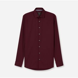 Langarmhemd OLYMP "No 6 six", Herren, Gr. 40, N-Gr, chianti, Web, Obermaterial: 100% Baumwolle, sehr schmal normal, 2-Knopf-Manschette, Hemden, super slim, Businesshemd