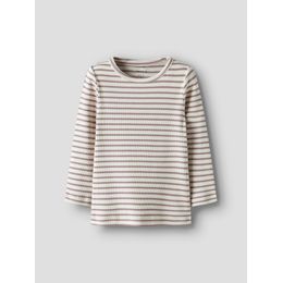 Langarmshirt name it "NMNBANI LS XSL TOP NOOS", Jungen, Gr. 104, lila (elderberry), Jersey, Obermaterial: 57% Baumwolle, 38% Modal, 5% Elasthan, geringelt, gestreift, slim fit hüftbedeckend, Rundhals, abgesteppte Kante, Shirts, Ringel-Look in toller Rippen-Qualität